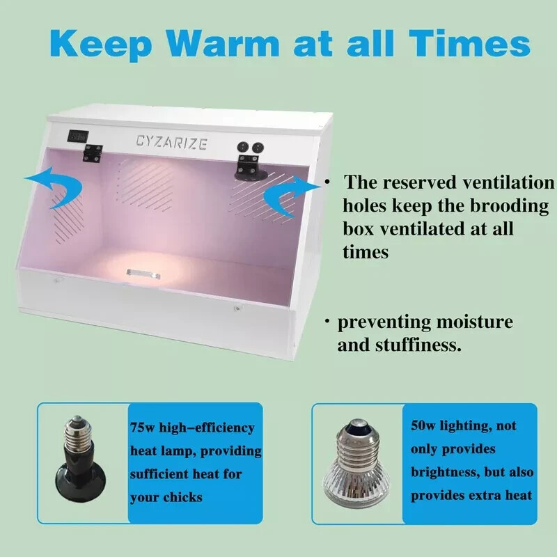 Chicken Brooder Box Chick Brooding Box with Heat Lamp (Holds 12-18 ...