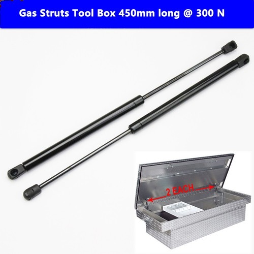 Gas Struts Tool Box 450mm long @ 300 N for Caravan Camper Trailer Tool ...