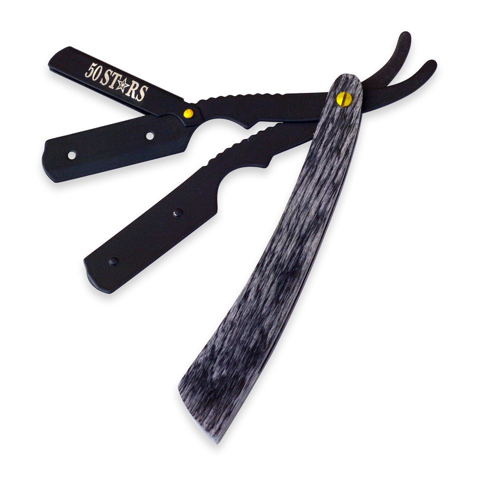 100 BLADES + CLASSIC WOODEN BARBER STRAIGHT RAZOR CUT THROAT SALON ...