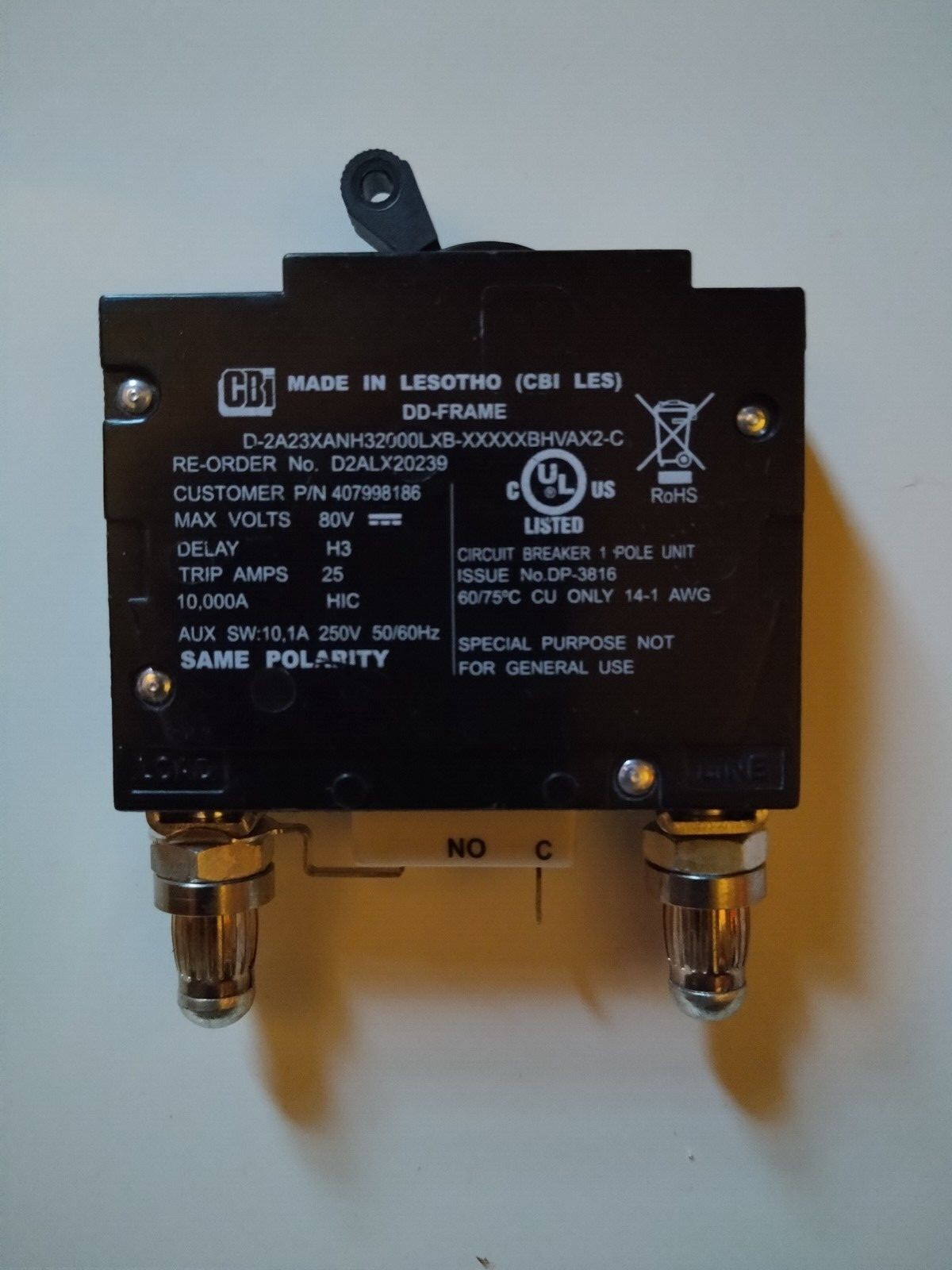 CBI/AIRPAX BULLET CIRCUIT BREAKER 20AMP 2 PIN D2ALX20239 NEW | eBay