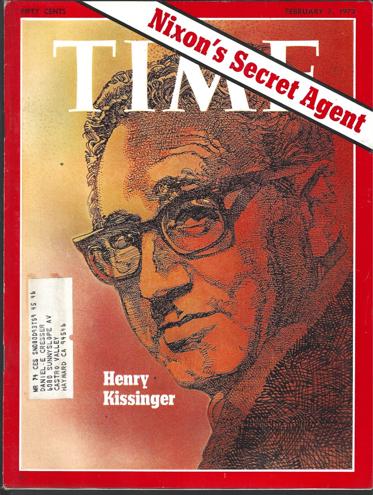 TIME MAGAZINE FEBRUARY 7 1972 (VG+) HENRY KISSINGER, $3.95 FLAT ...