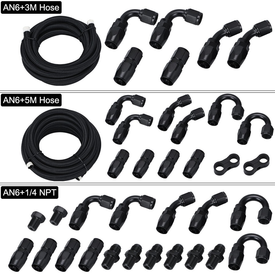 AN6 Fitting Inline Fuel Filter Hose Clip Pipe Line Kit 5M Fuel Petrol ...