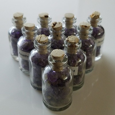 20 Tumbled Amethyst Gemstone Mini Bottles Chips Rocks Crystals Gems ...