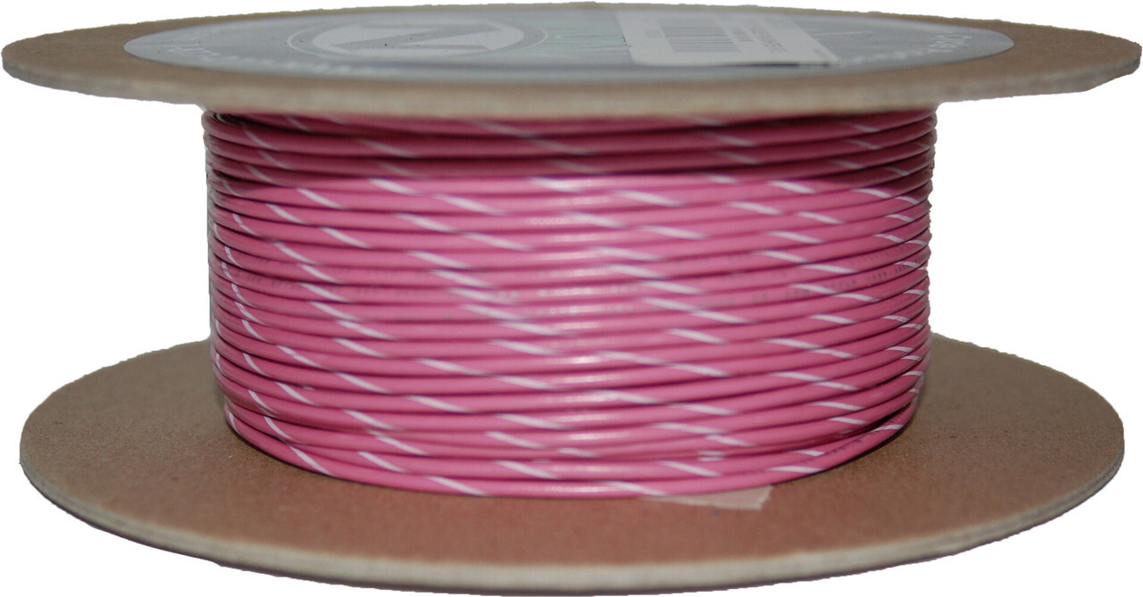 Namz Custom Cycle #18-Gauge Pink/White Stripe 100' Spool Of Primary ...