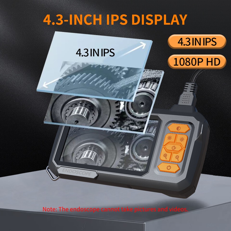 Industrial Endoscope Borescope 1080P HD 4.3'' Screen 8mm Inspection ...