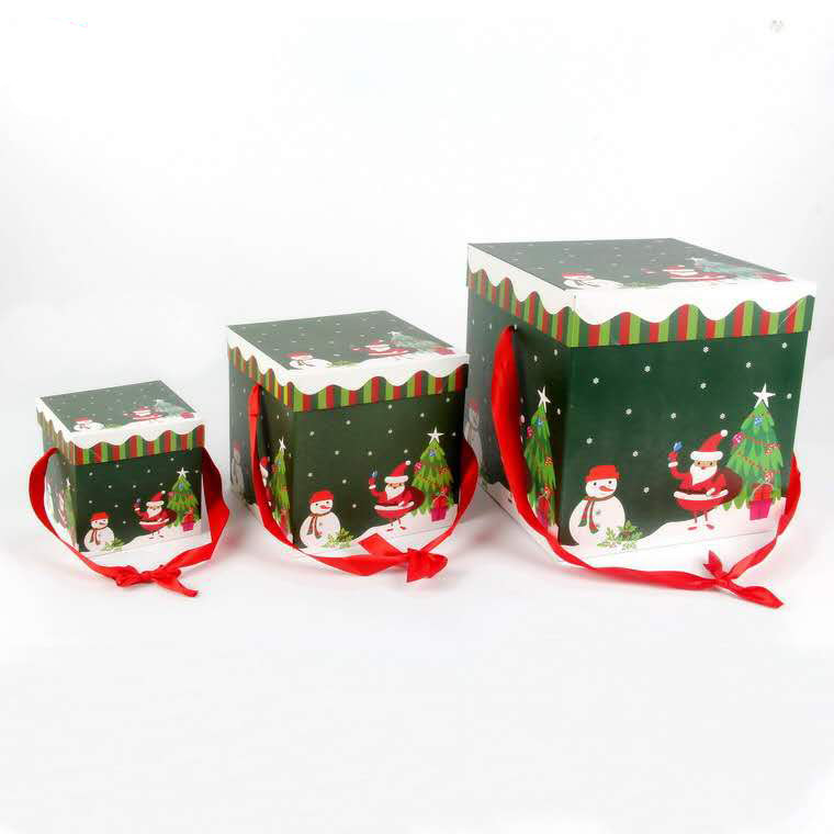 Foldable Christmas Gift Box with Lid & Ribbon Handles | eBay UK