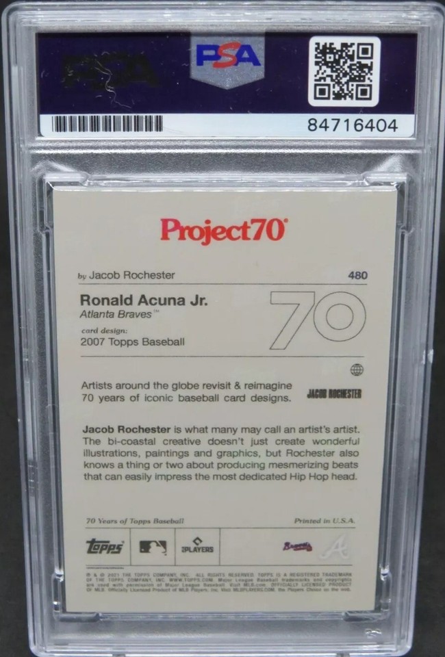 Ronald Acuna Jr 2021 TOPPS PROJECT 70 AUTO #480 PSA Authentic ATLANTA ...