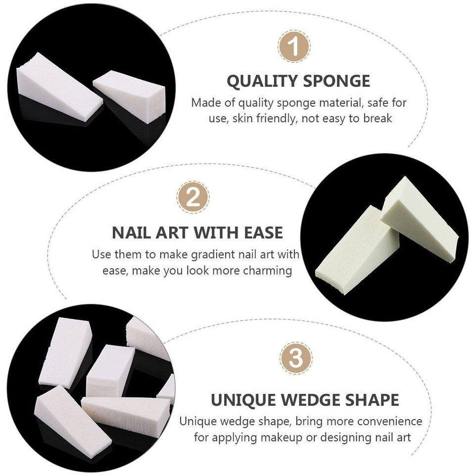 48Pcs Cosmetic Wedges Makeup Sponge Gradient Nail Art Manicure Sponge ...