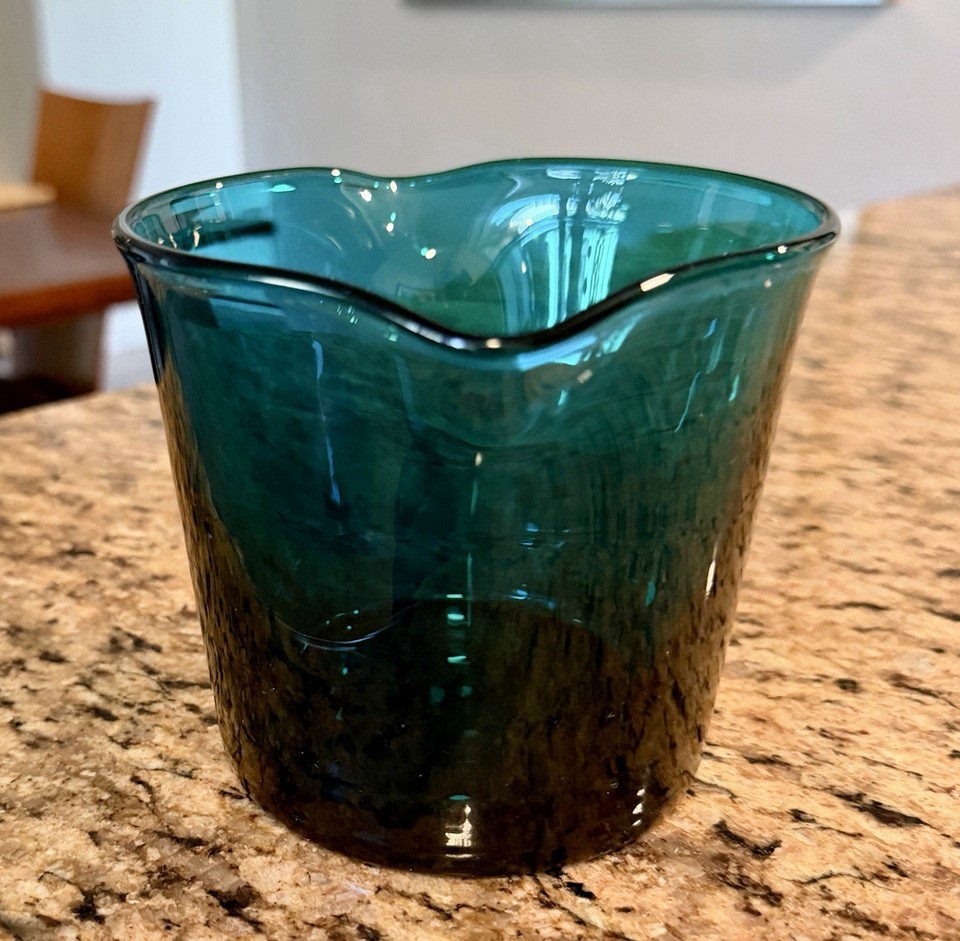 MCM Blenko Colonial Williamsburg Georgian Blown Glass Blue Green Wine ...