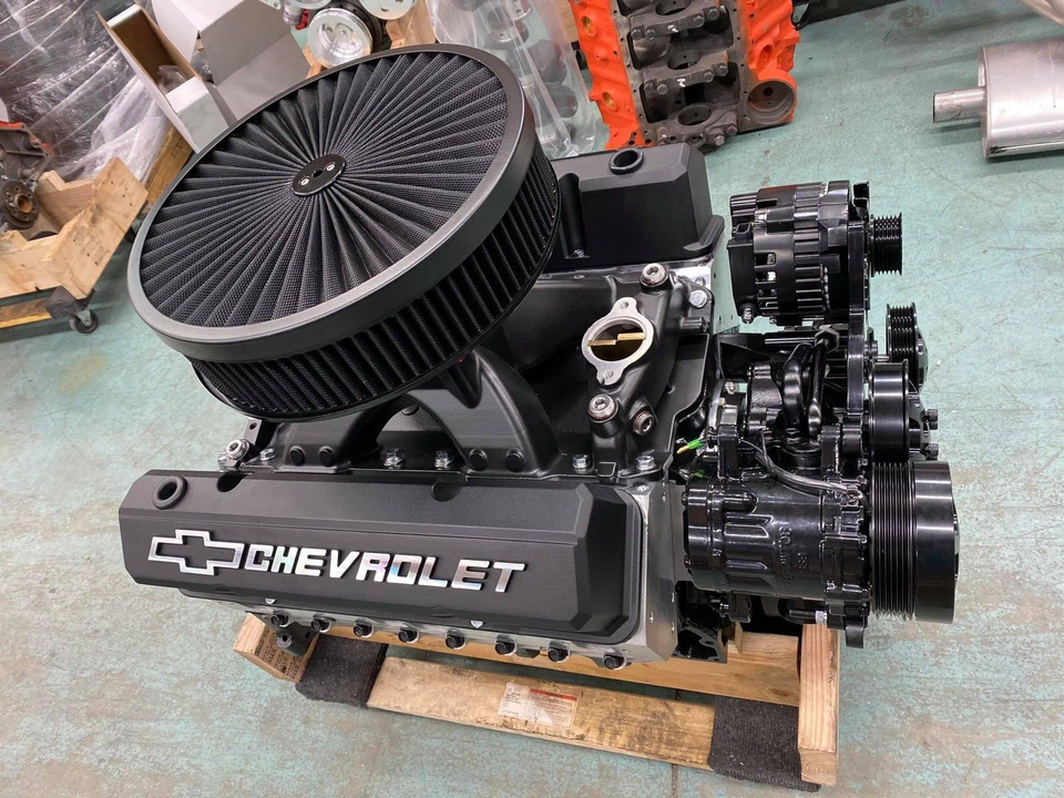 383 R STROKER CHEVY CRATE ENGINE A/C 500-536hp ROLLER TURNKEY CNC HEAD ...