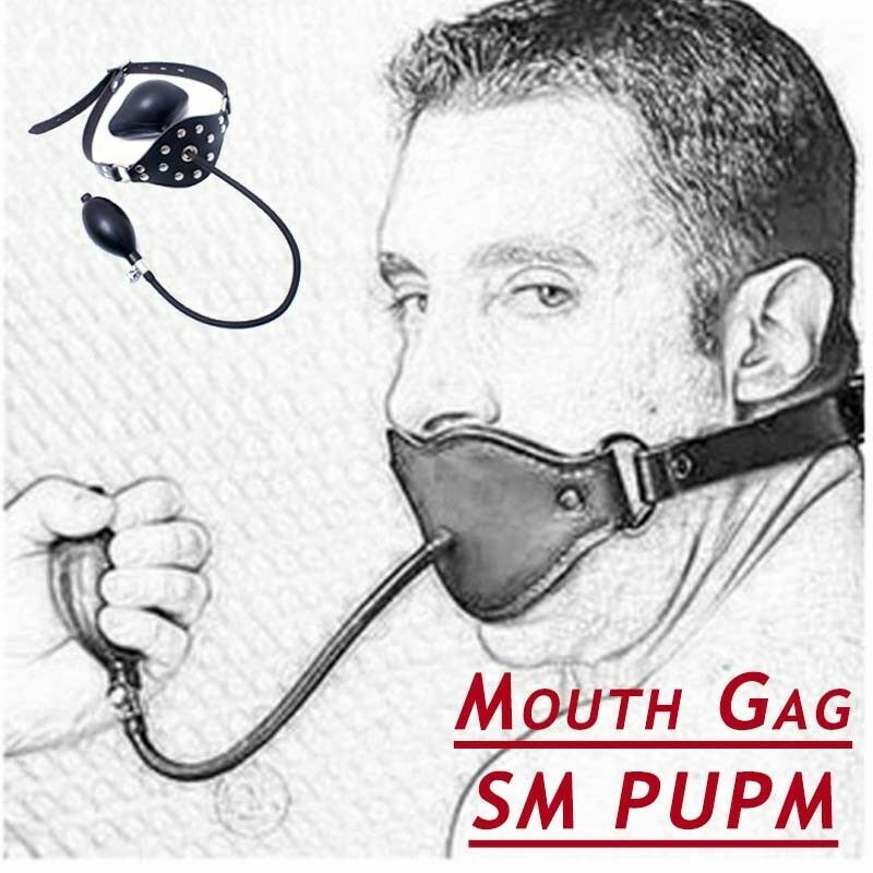 BDSM Rubber Inflatable Choker Mouth Gag Panel and Balloon Pump Adult ...