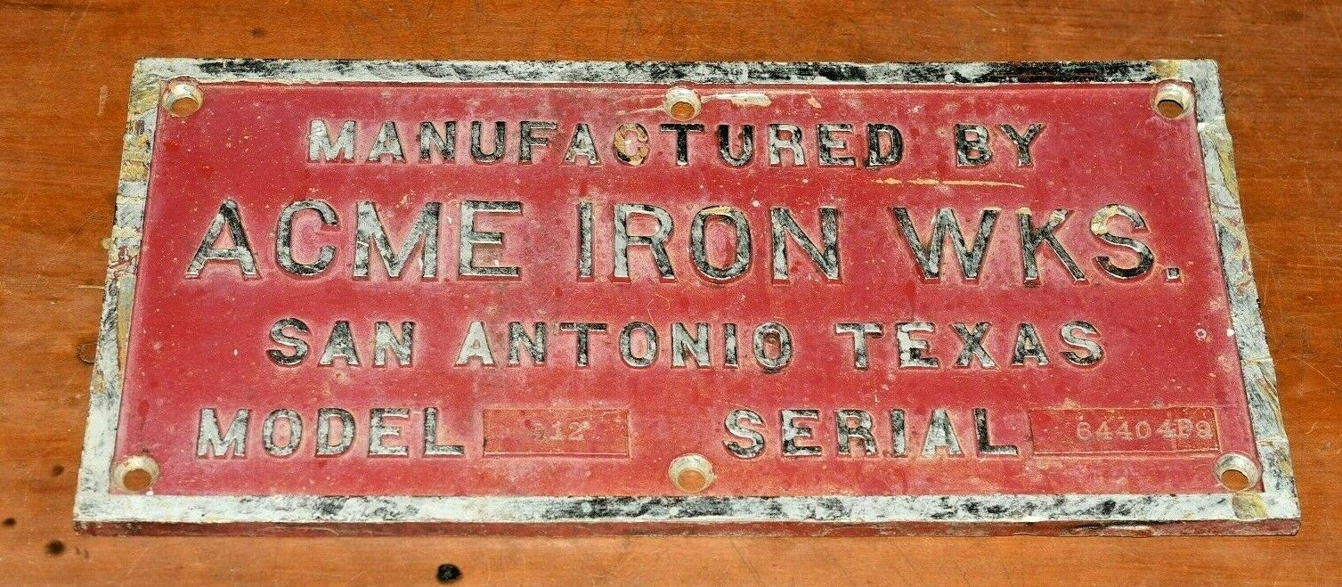 Rare Early ACME IRON WORKS Original Cast Metal 16.75x8.25 Sign-SAN ...