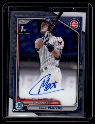 2024 Bowman Draft Chrome Prospect Autographs Cole Mathis Auto Chicago ...