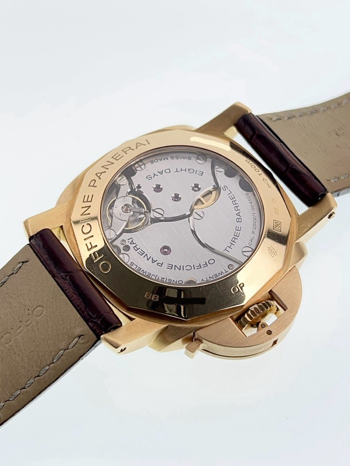 Panerai Luminor 1950 18k Rose Gold Brown Dial 44mm Manual Men's Watch ...