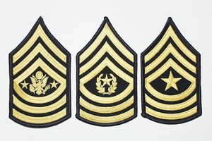 (3 Pair) US Army Blue Gold Sergeant Major Rank Insignia Chevron Patches ...