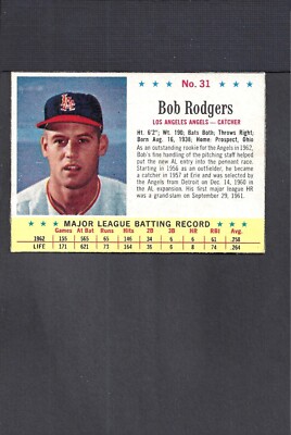 1963 POST SET BREAK #31 BOB RODGERS-8--ANGELS--NO CREASES--EX/MT/NR ...
