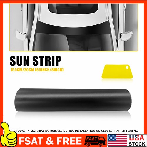 60x8'' Matte Black Sun Visor Strip Windshield Banner Vinyl Premium ...