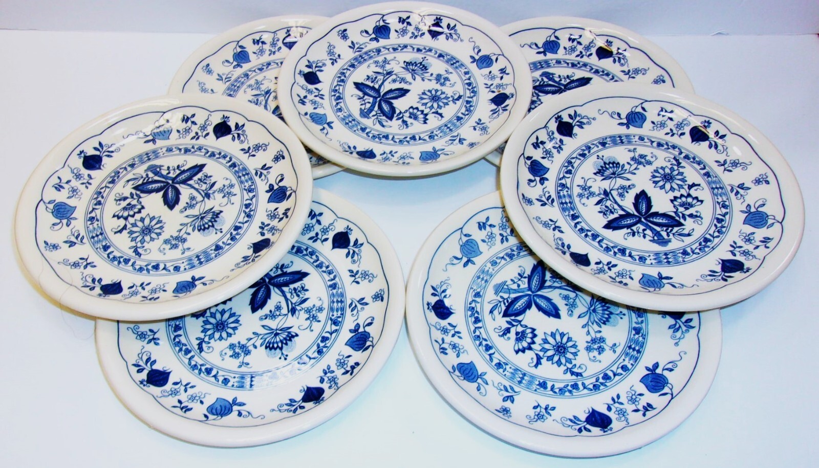 Set of 7 ~ Vintage Bilton's Blue Onion 6.5" Dessert Plates (Made in ...