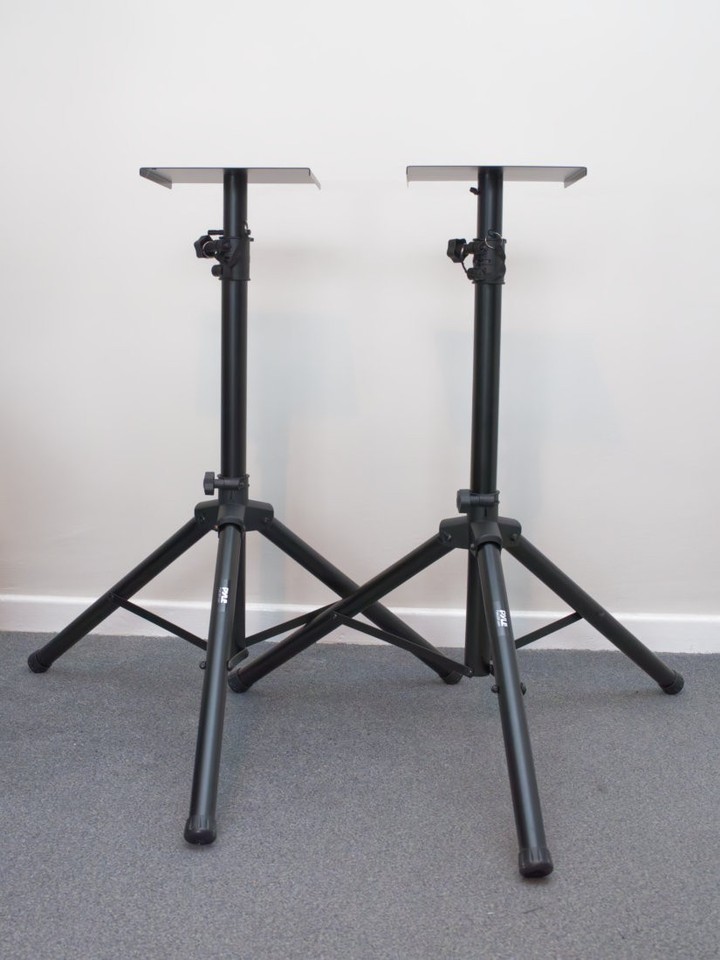 Pyle Dual Studio Monitor 2 Speaker Stands - Adjustable Heavy Duty ...