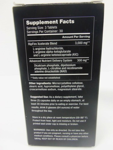 RipFire Xcelerate Pre Workout Dietary Performance Supplement 90 Tablets ...