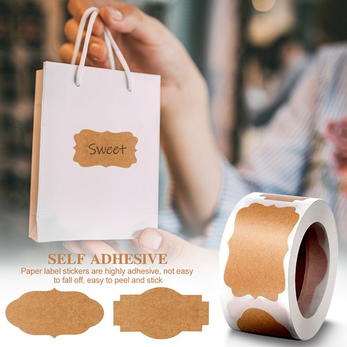 3rolls 900pcs Blank Label Sticker Irregular Shape Brown Paper Self ...