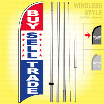BUY SELL TRADE - Windless Swooper Flag Kit 15' Feather Banner Sign rwb ...