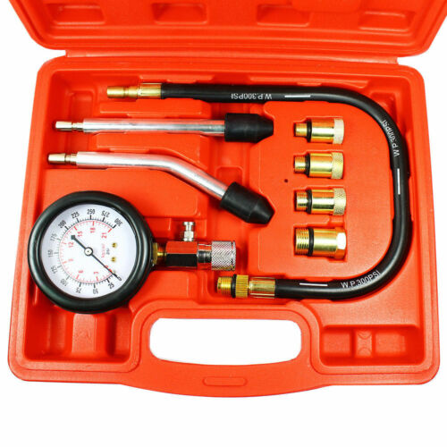 8 PCS Petrol Engine Cylinder Compression Tester Kit Gauge Tool ...