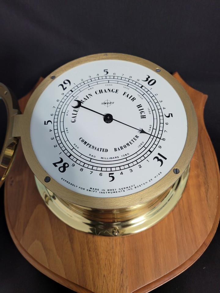 VINTAGE SHIP BAROMETER BOSTON FOR SWIFT WEST GERMANY MARITIME NAUTICAL ...
