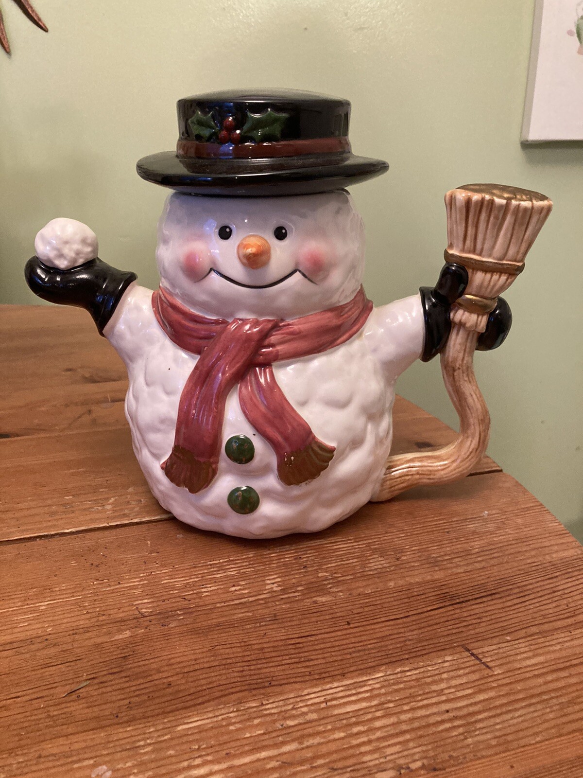 Vintage OCI By Fitz & Floyd Snowman Teapot 8”x10” No Chips Etc | eBay