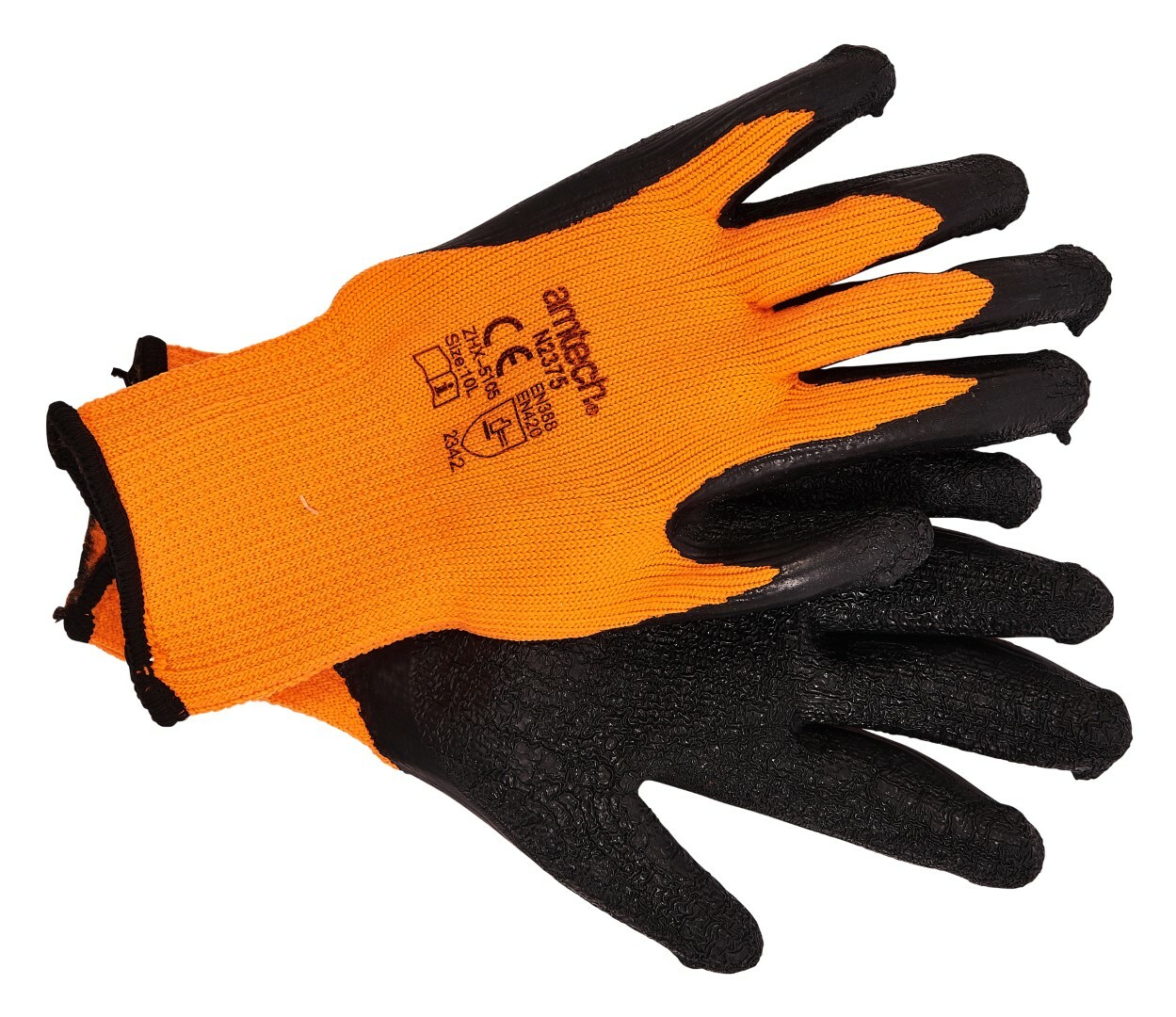 Amtech 1 Pair Thermal Work Gloves Safety Latex Builders Winter Grip ...