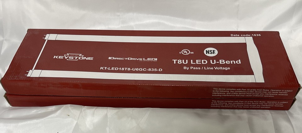 2- Keystone T8U LED U-Bend NSF code 1636 KT-LED18T8-U6GC-840-D LINE ...