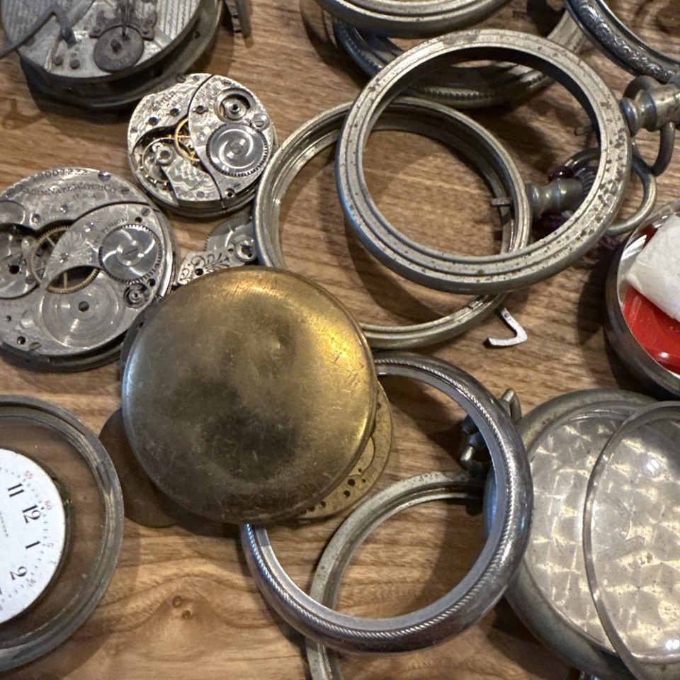 Vintage antique pocket watch parts lot Movements Cases Assorted | eBay
