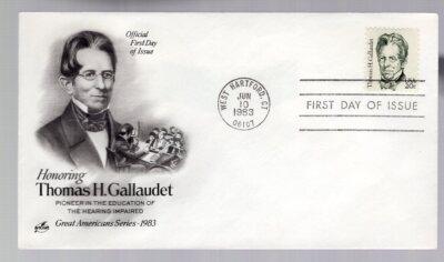 US FDC # 1861 20c Thomas Gallaudet ArtCraft 1983, 9h613 | eBay