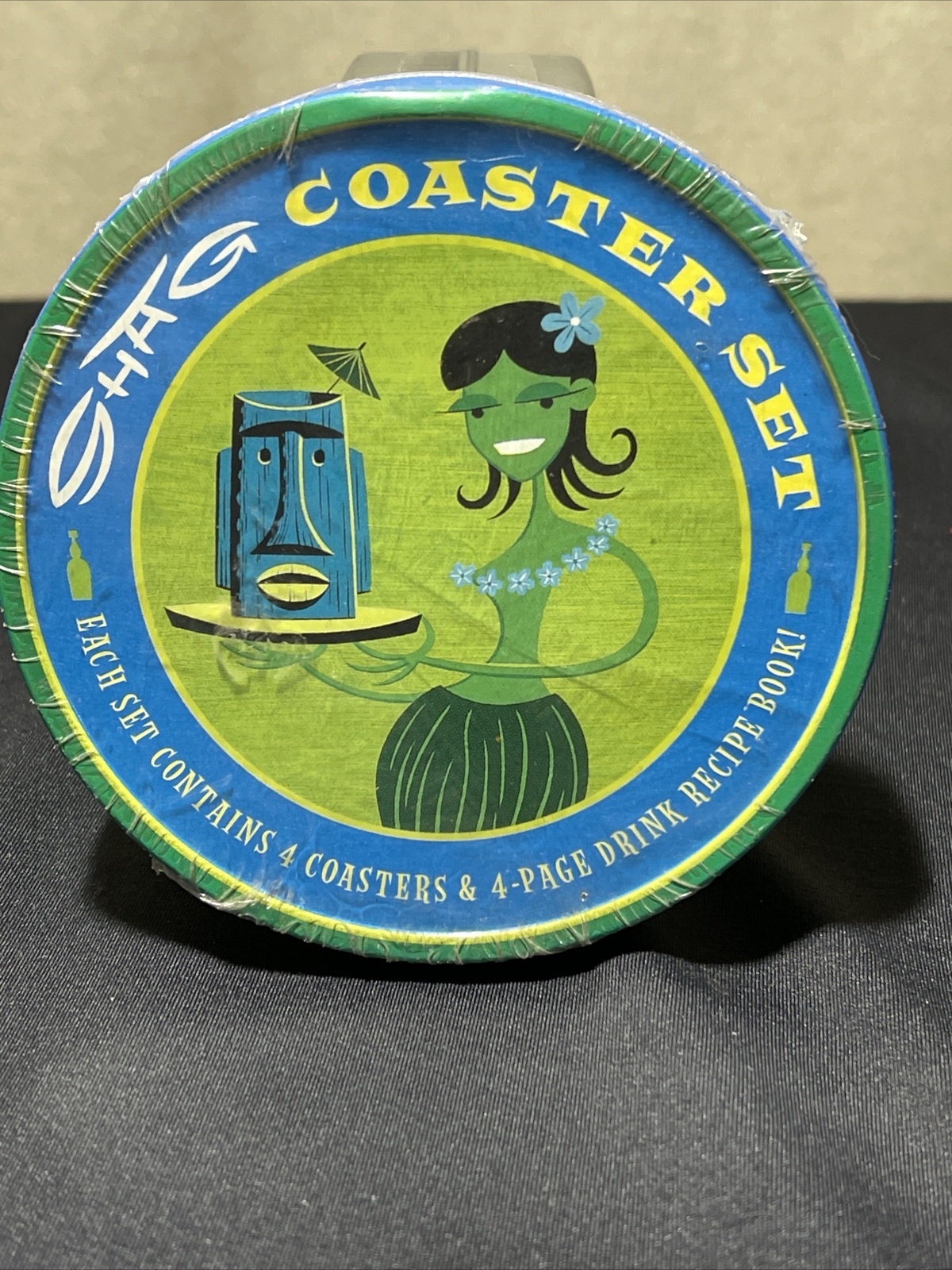 Shag COCKTAIL COASTER SET 4 Vinyl Cork Backed Drink Recipe Booklet ...