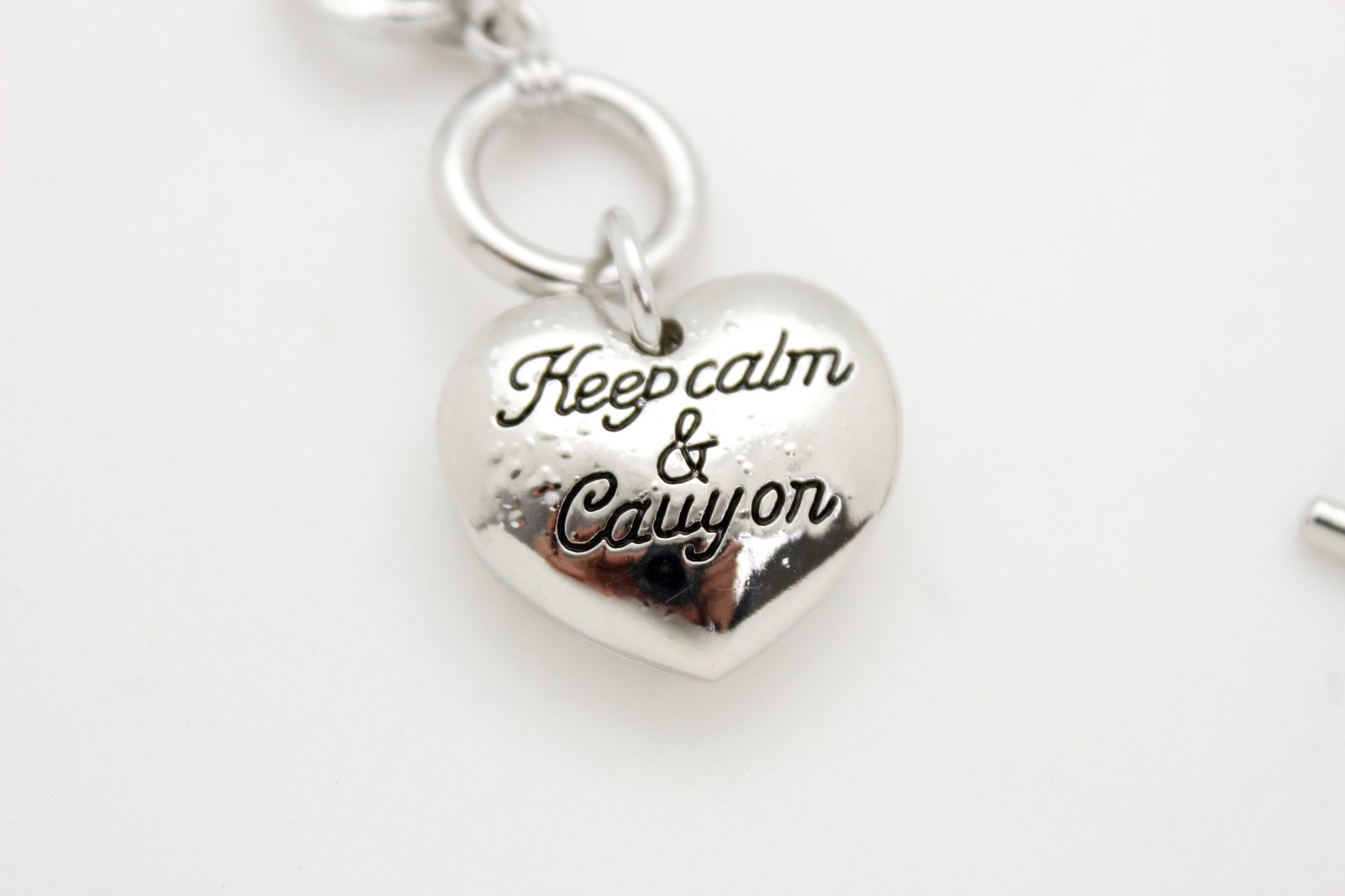 Women Silver Metal Chain Links Keep Calm & Carry On Fashion Bracelet ...