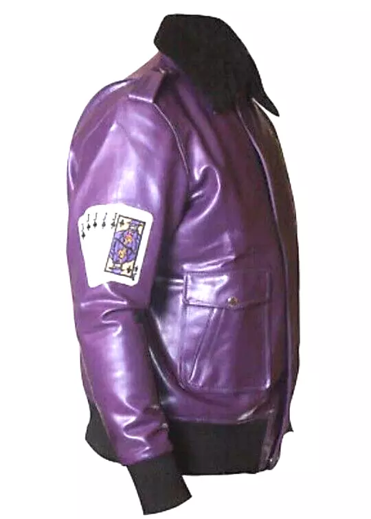 Batman Henchmen Joker Goon Purple Bomber Jacket Fur Collar Cosplay ...