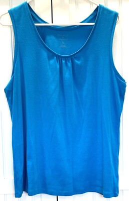 Preswick & Moore XL Turquoise Blue Tank with Round Pleated Neckline | eBay