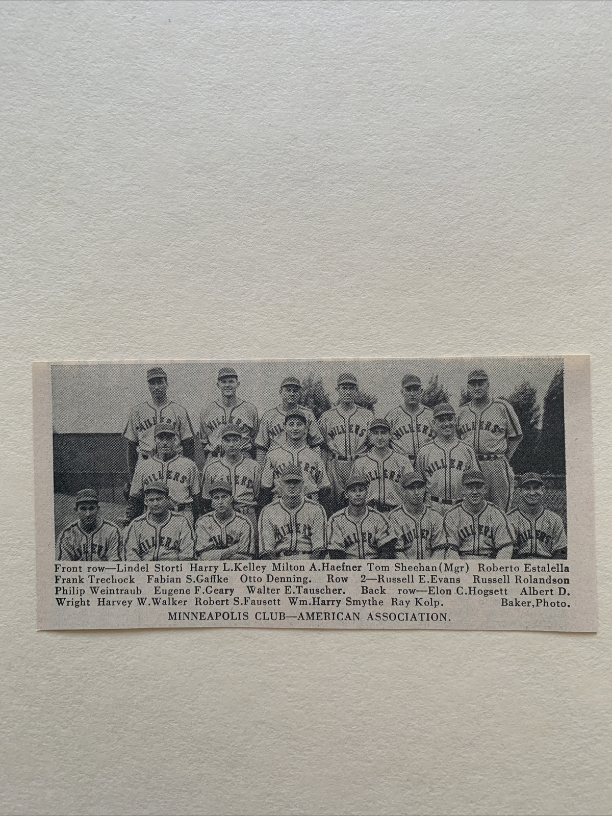 Minneapolis Millers MN Mickey Haefner Bobby Estalella 1940 Baseball ...