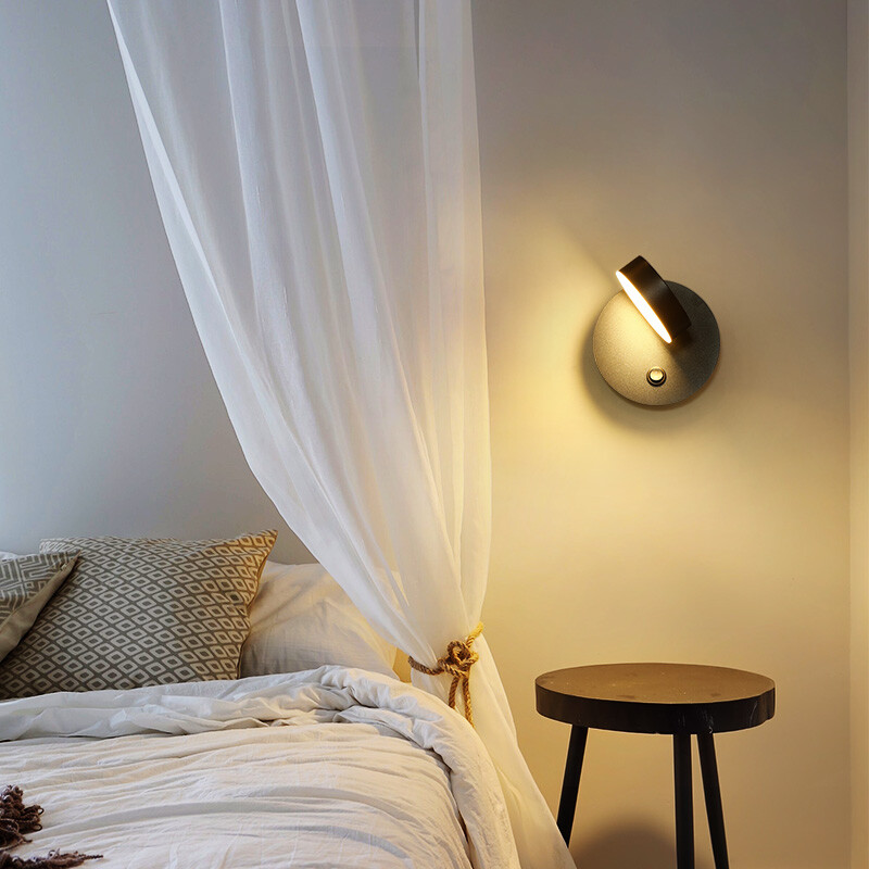 7W LED Wall Sconce Bedside Lamp Adjustable Reading Light Fixture Switch ...