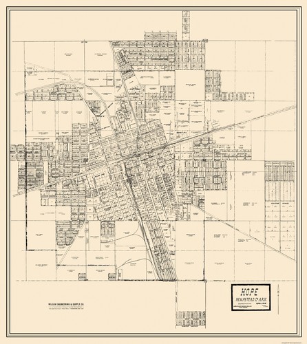 Historic City Map - Hope Arkansas - Knobel 1916 - 23 x 25.75 - Vintage ...
