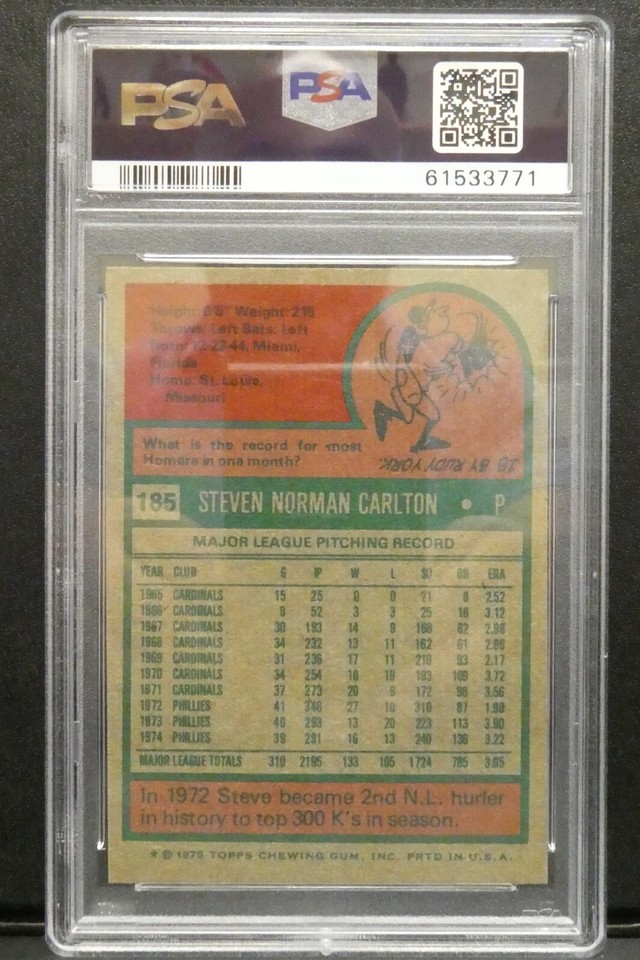 1975 Topps Steve Carlton #185 PSA 7 NM | eBay