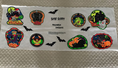 Vtg Sew Scary" Neon Fabric Halloween Applique Panel Wamsutta Hallmark ...