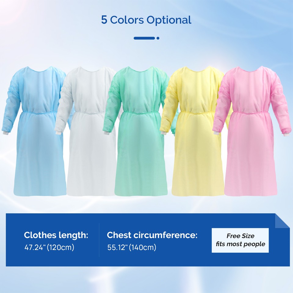 JMU Disposable Isolation Gowns PP Medical Gowns with Knitted Cuffs- 10 ...