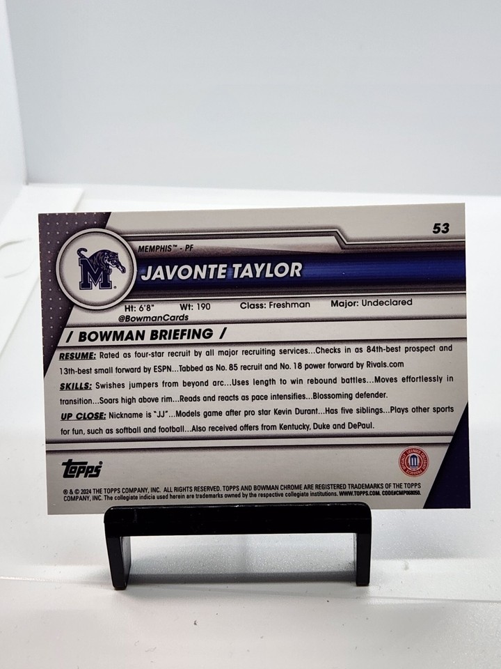 2023-24 Bowman U Chrome Javonte Taylor 1st Bowman Memphis Tigers #53 | eBay