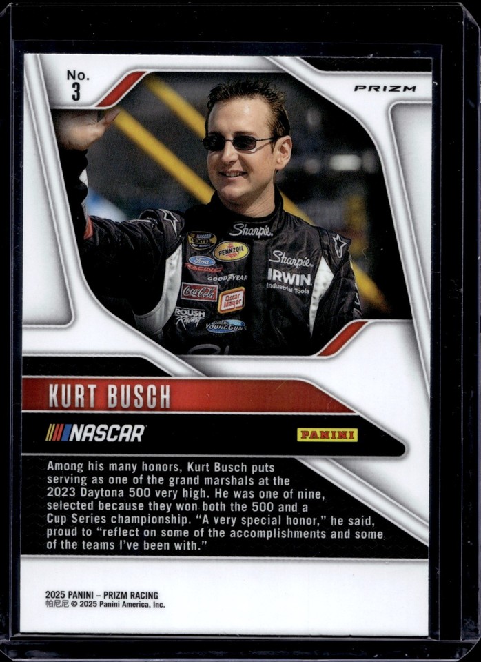 2025 Panini Prizm NASCAR Racing #3 Kurt Busch Green Ice Prizm Parallel ...