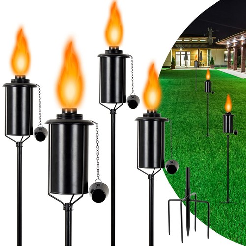 4 Pack Metal Torch for Outside [Upgraded], 16oz Metal Garden Torches ...