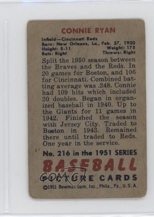 1951 Bowman Connie Ryan #216 Rookie RC | eBay