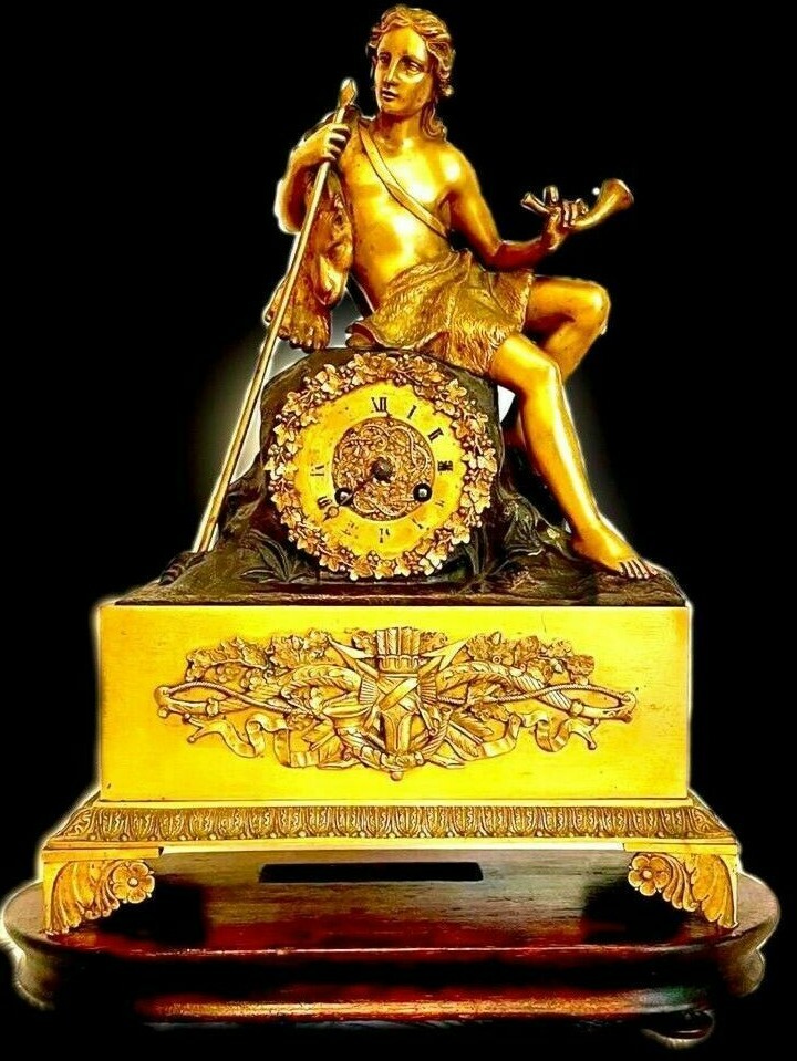 ANTIQUE EMPIRE MANTEL ORMOLU BRONZE CLOCK,HERCULES,PENDULE,KAMINUHR ...