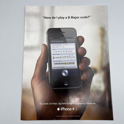 iPhone 4 S 2012 Print Ad 8"xll" you speak Siri helps B Major scale | eBay