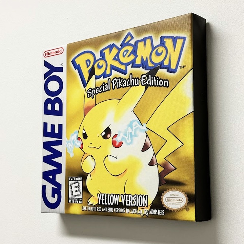 Pokemon Yellow Nintendo Game Boy Cover Art Gallery Wrapped Canvas 12x12 ...